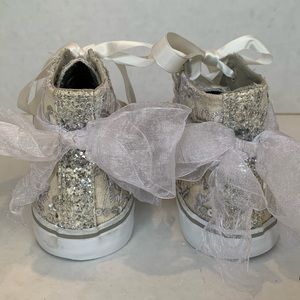 Piper | Shoes | Pipergirls White Silver Hightop Sneakers Sz 3 | Poshmark